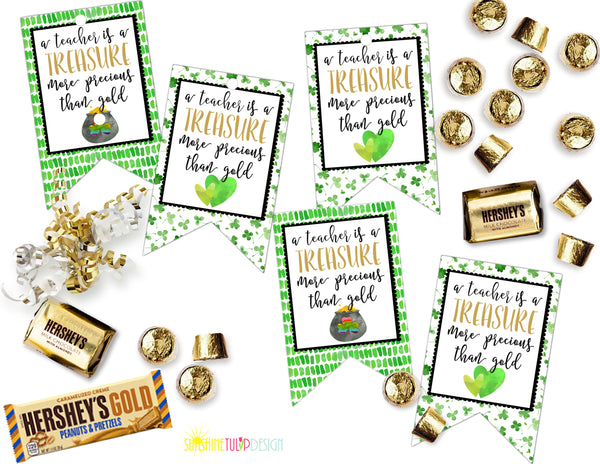Printable St Patrick's Day Teacher Appreciation Tags, A Teacher is a T ...