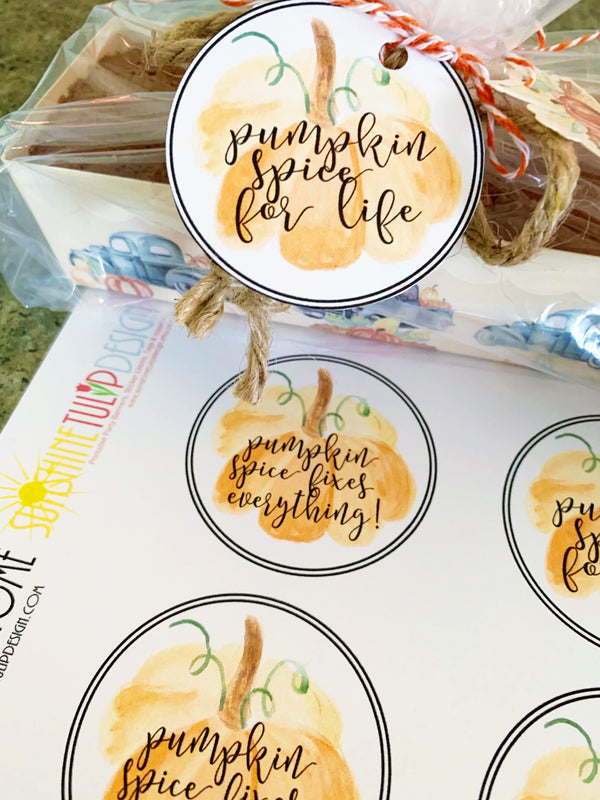 Printable Fall Pumpkin Spice Treat Tags, Baked Goods Tags, Candy Tags ...