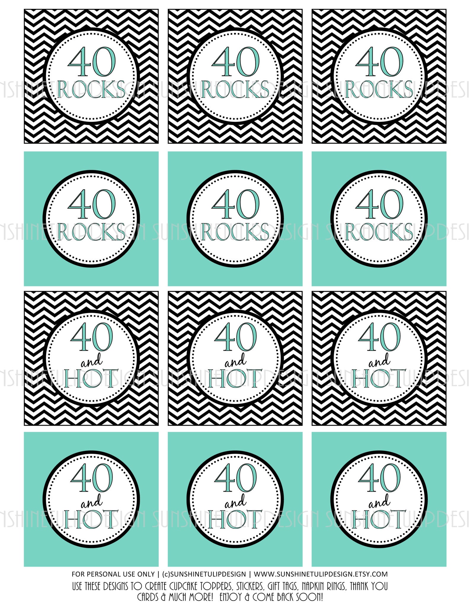 Blue Printable Chevron Tags