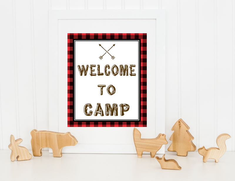 Printable Buffalo Plaid Camping Birthday Party Package, Campout Birthd ...