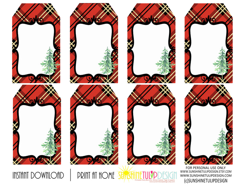 Printable Christmas Plaid Tartan Collection, Eggnog Bar Party Package ...