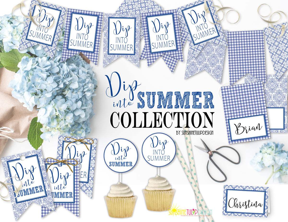Printable Summer Party Decorations, Instant Download DIP into Summer P ...