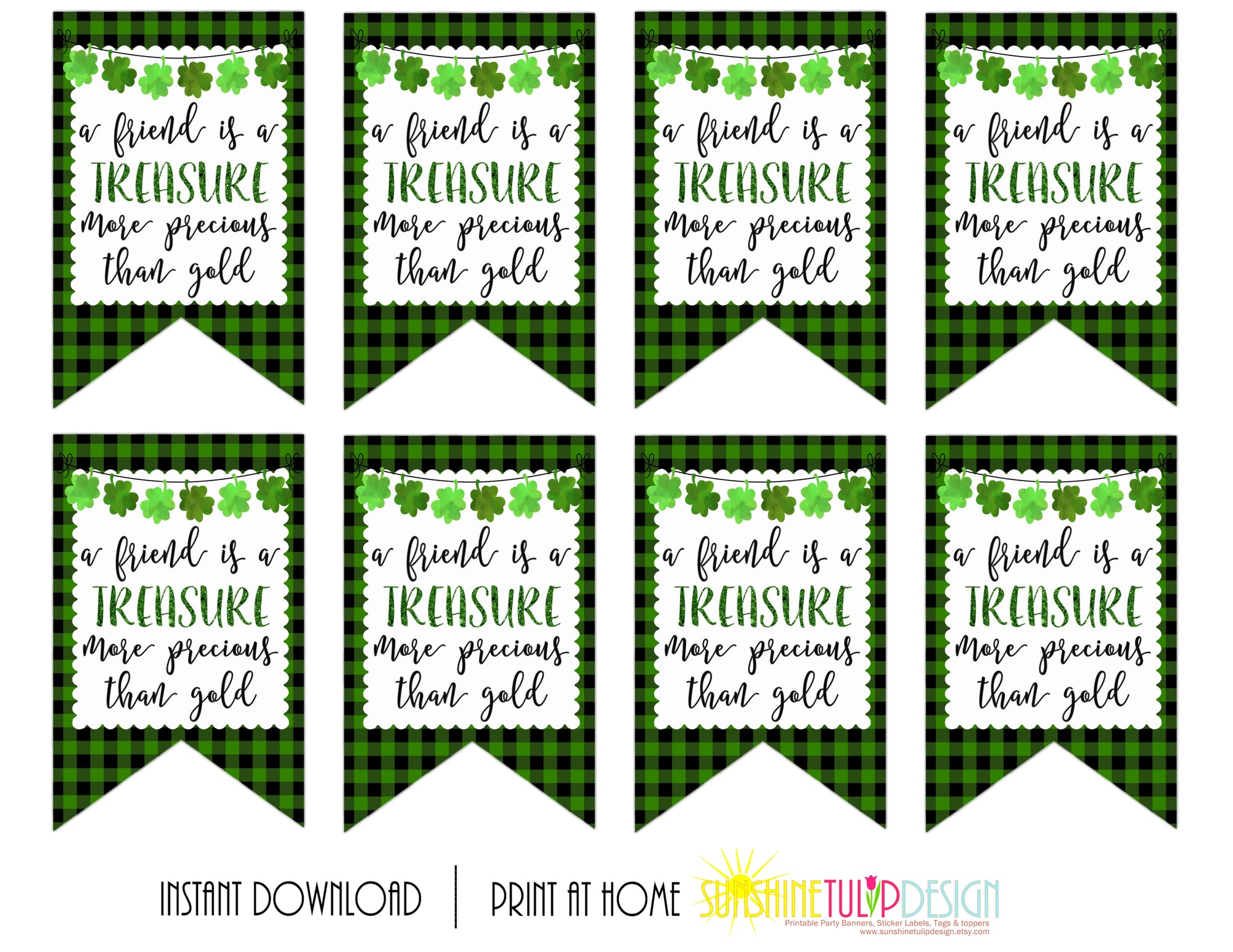 Printable St Patrick's Day Gift Tags, Friends are a Treasure Tag, Gree ...