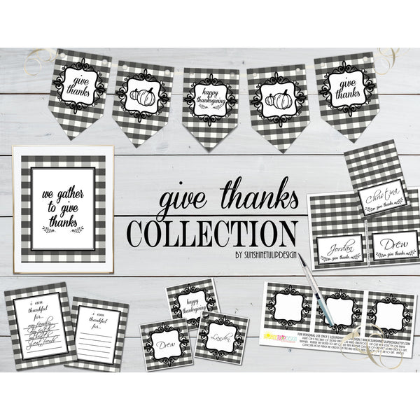 Printable Give Thanks Collection Decor, Printable Buffalo Plaid Thanks ...