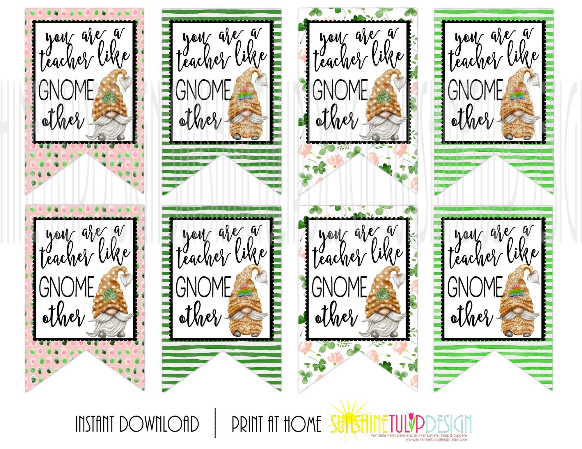 Printable St Patrick's Day Gift Tags, A Teacher Like Gnome Other Tags ...