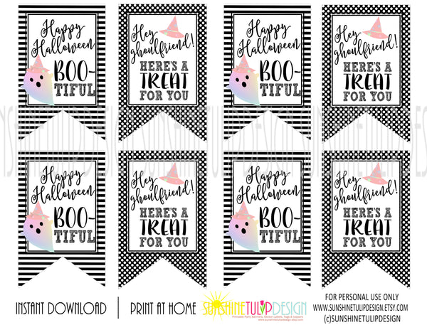 Printable Hey BOOtiful Halloween Gift Tags, Hey Ghoulfriend Treat Gift ...