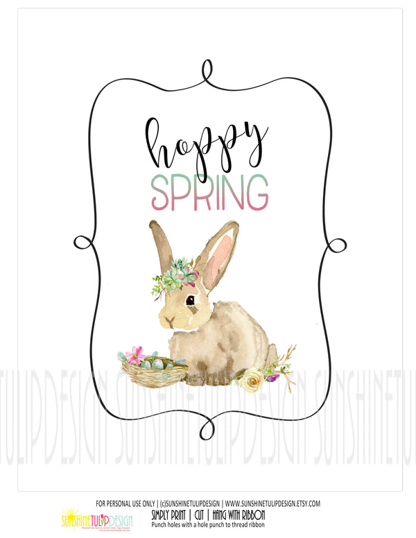 Printable Bunny Spring Art, Wall Sign, Easter Wall Decor by SUNSHINETU ...