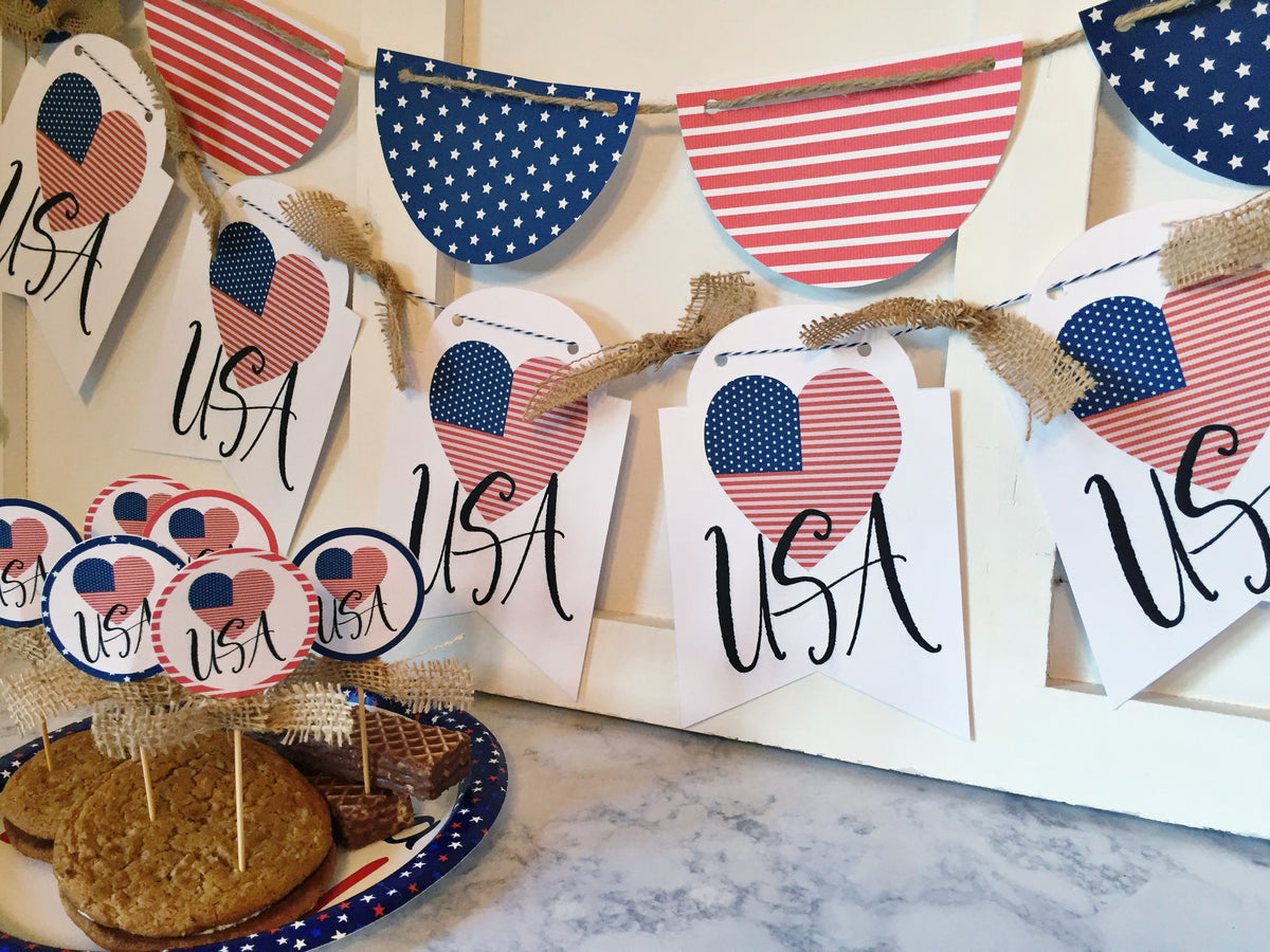 Printable 4th of July Decorations, Printable Patriotic Party Decoratio ...