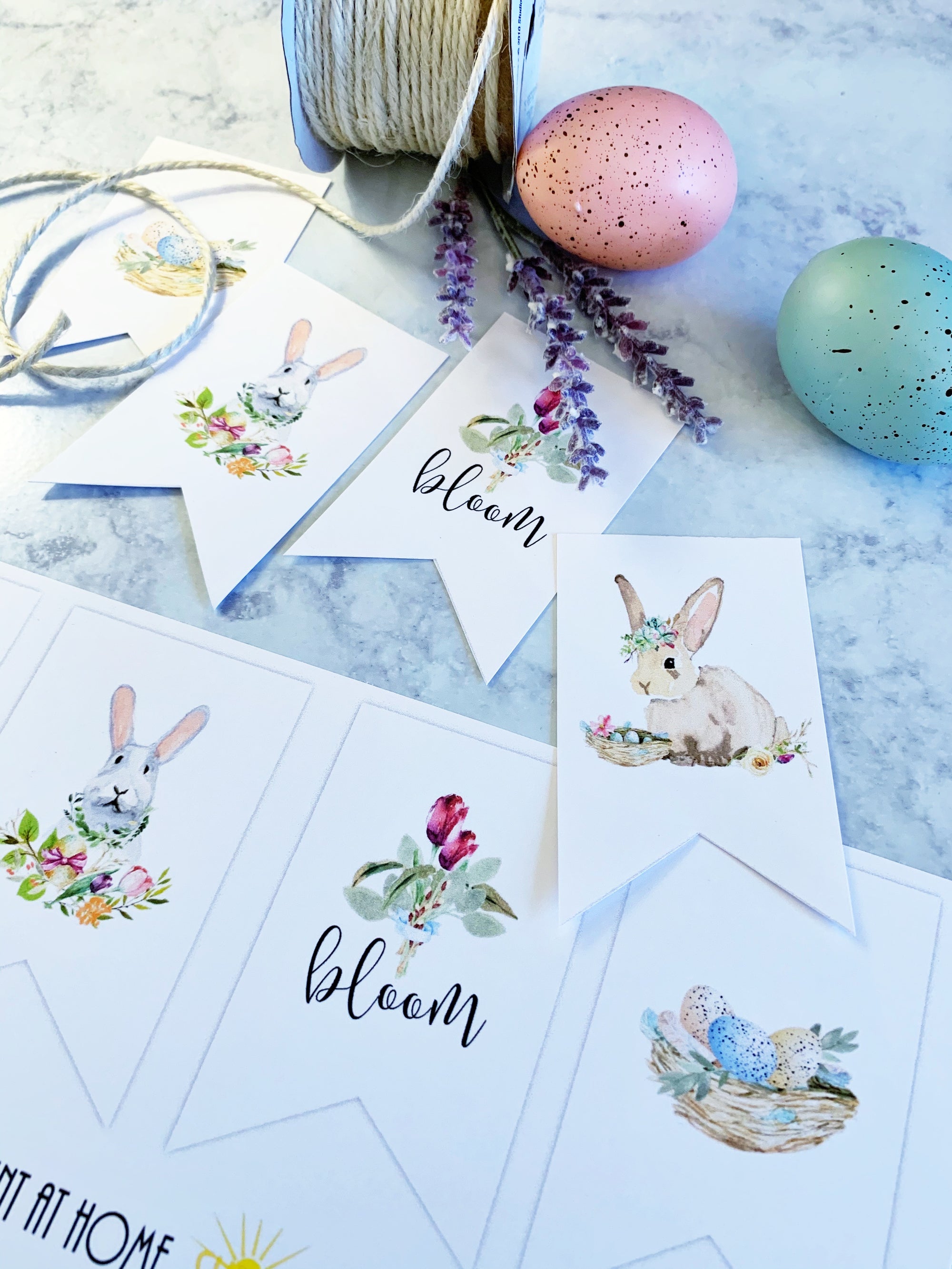Printable Bunny and Floral Gift Tags, Spring Bunny Mini Banner, Easter ...