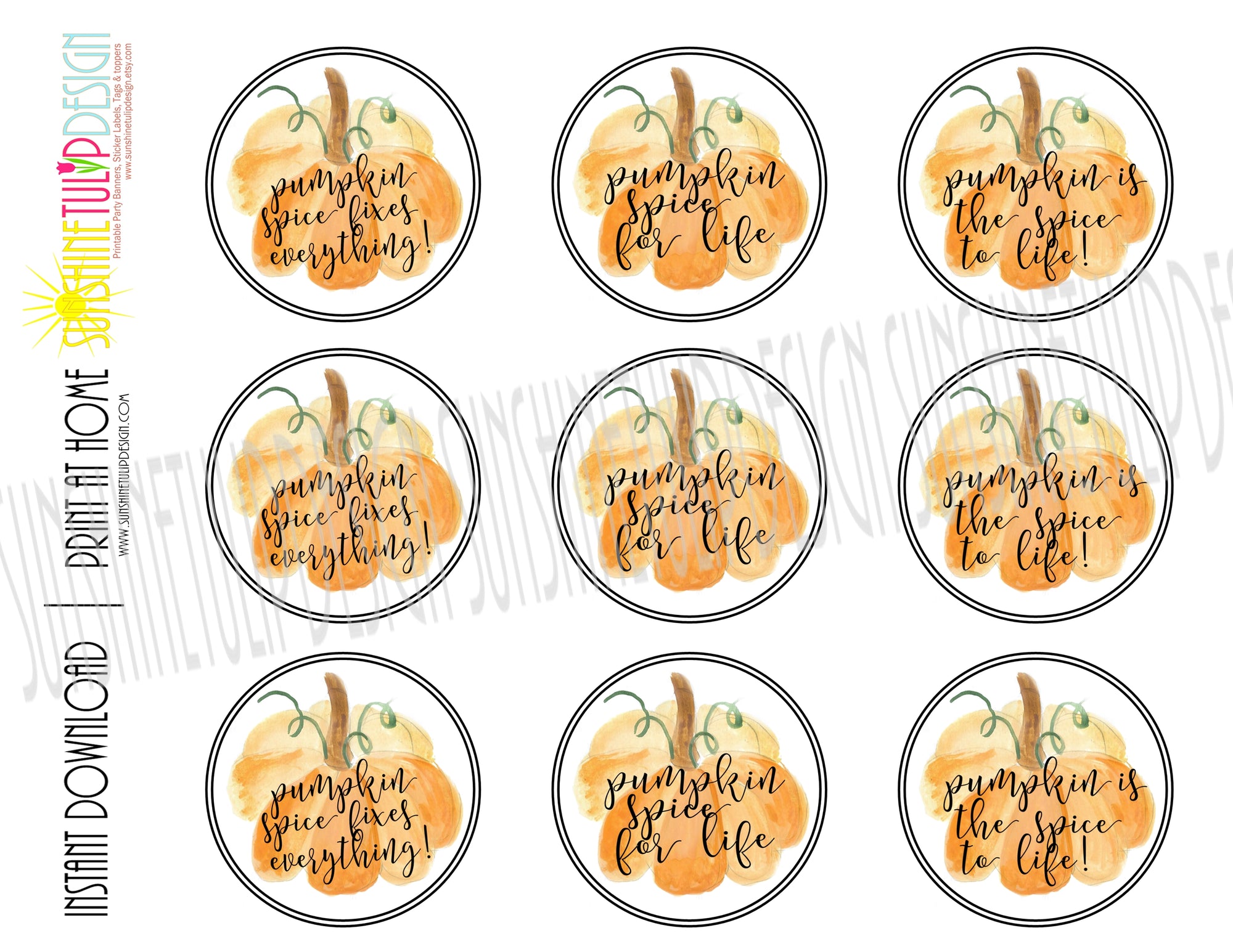 Printable Fall Pumpkin Spice Treat Tags, Baked Goods Tags, Candy Tags ...