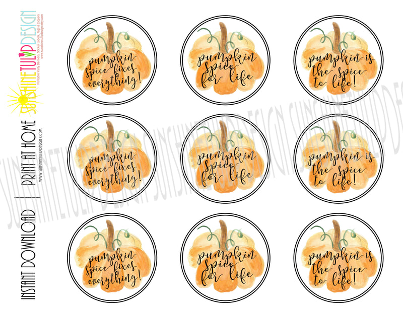 Printable Fall Pumpkin Spice Treat Tags, Baked Goods Tags, Candy Tags ...