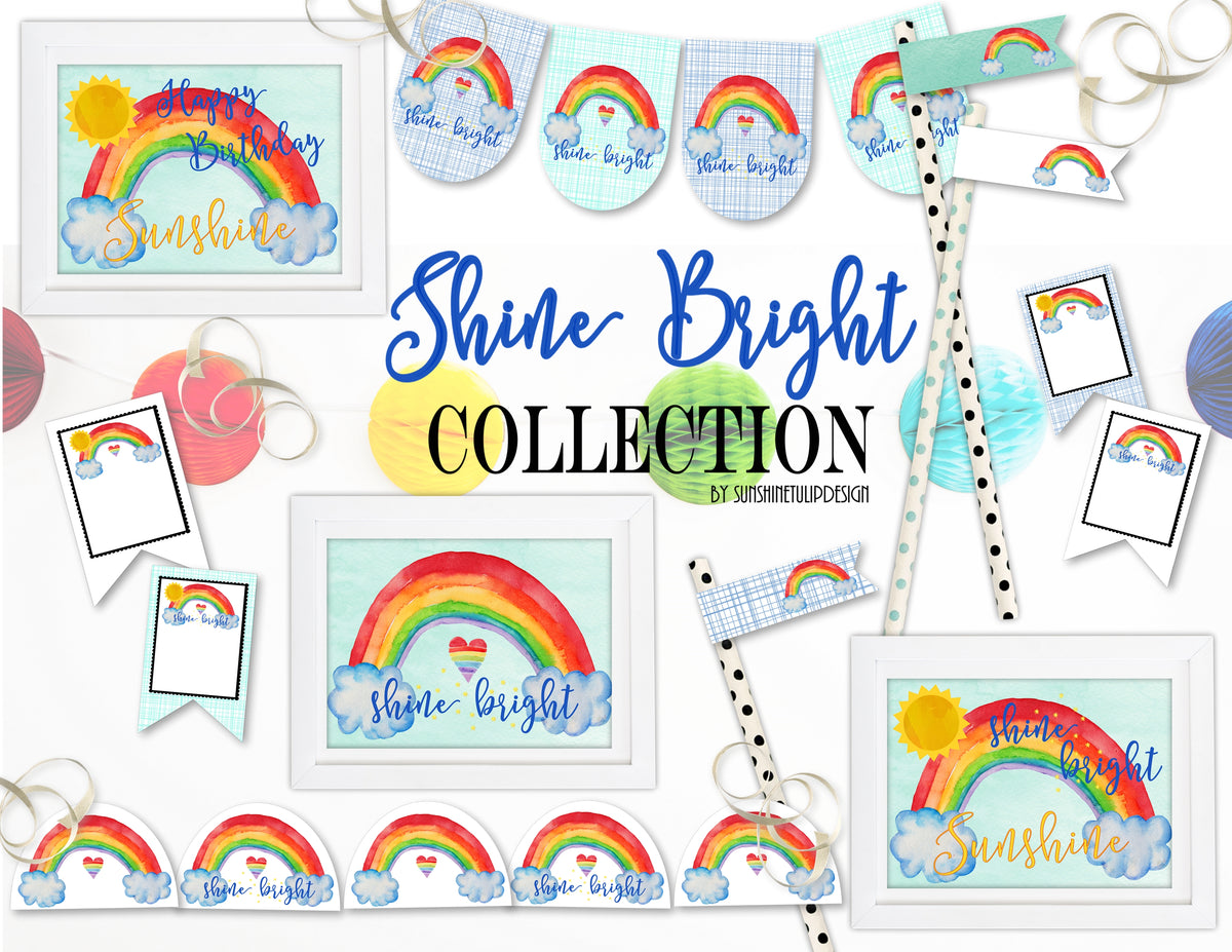 Printable Rainbow Party Package, Printable Rainbow Party Decorations ...
