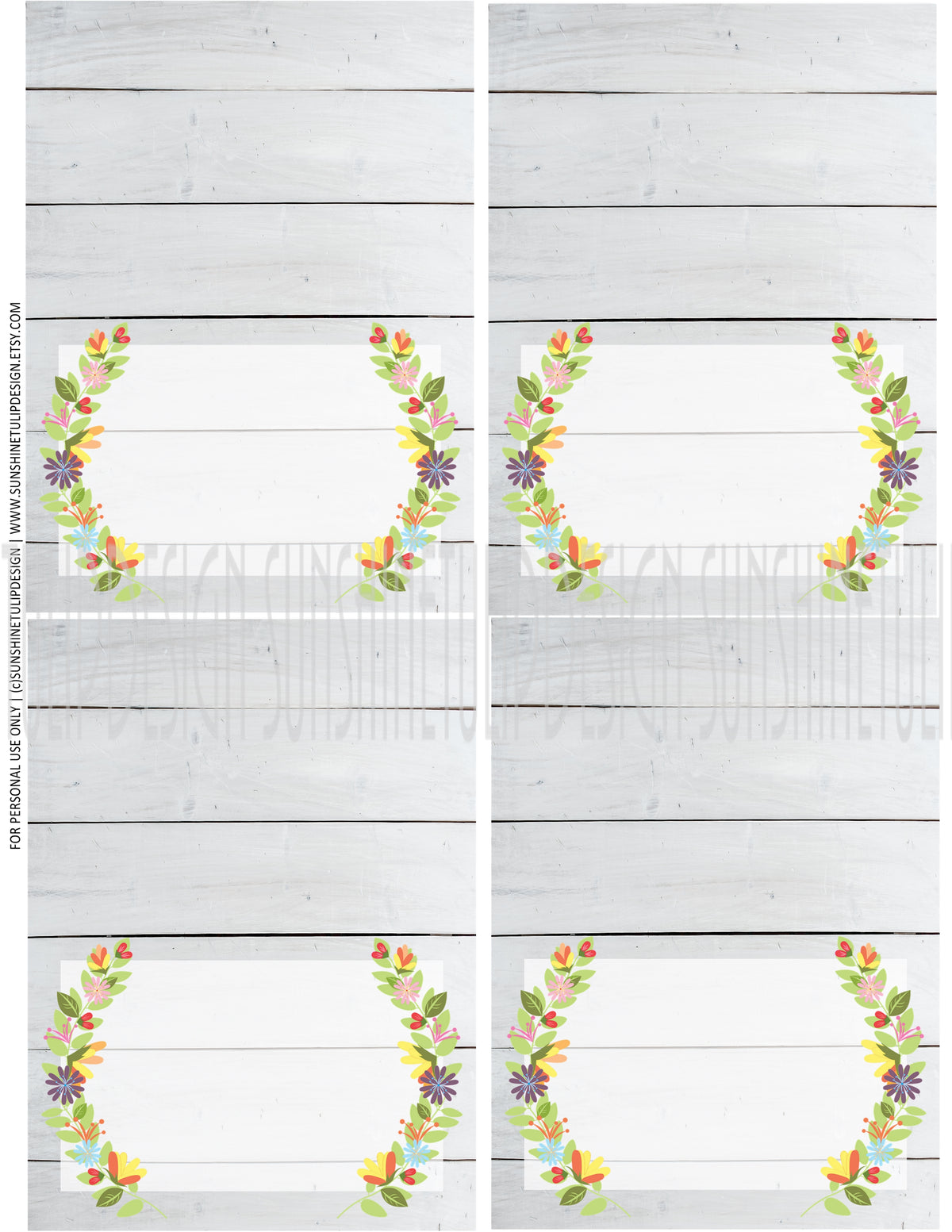 Printable Floral Shiplap Food Label Tent Cards, Blank Floral Spring Al ...