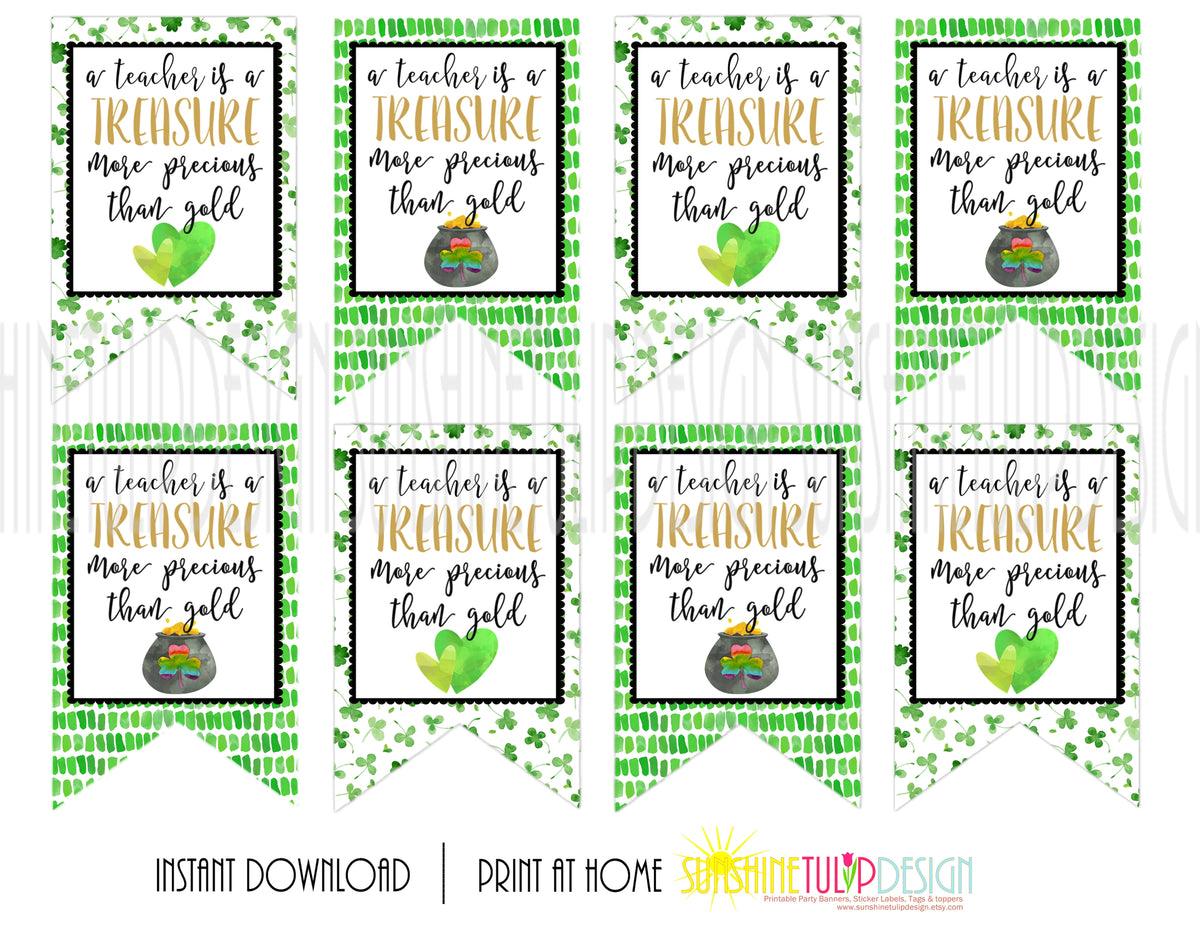 Printable St Patrick's Day Teacher Appreciation Tags, A Teacher is a T ...