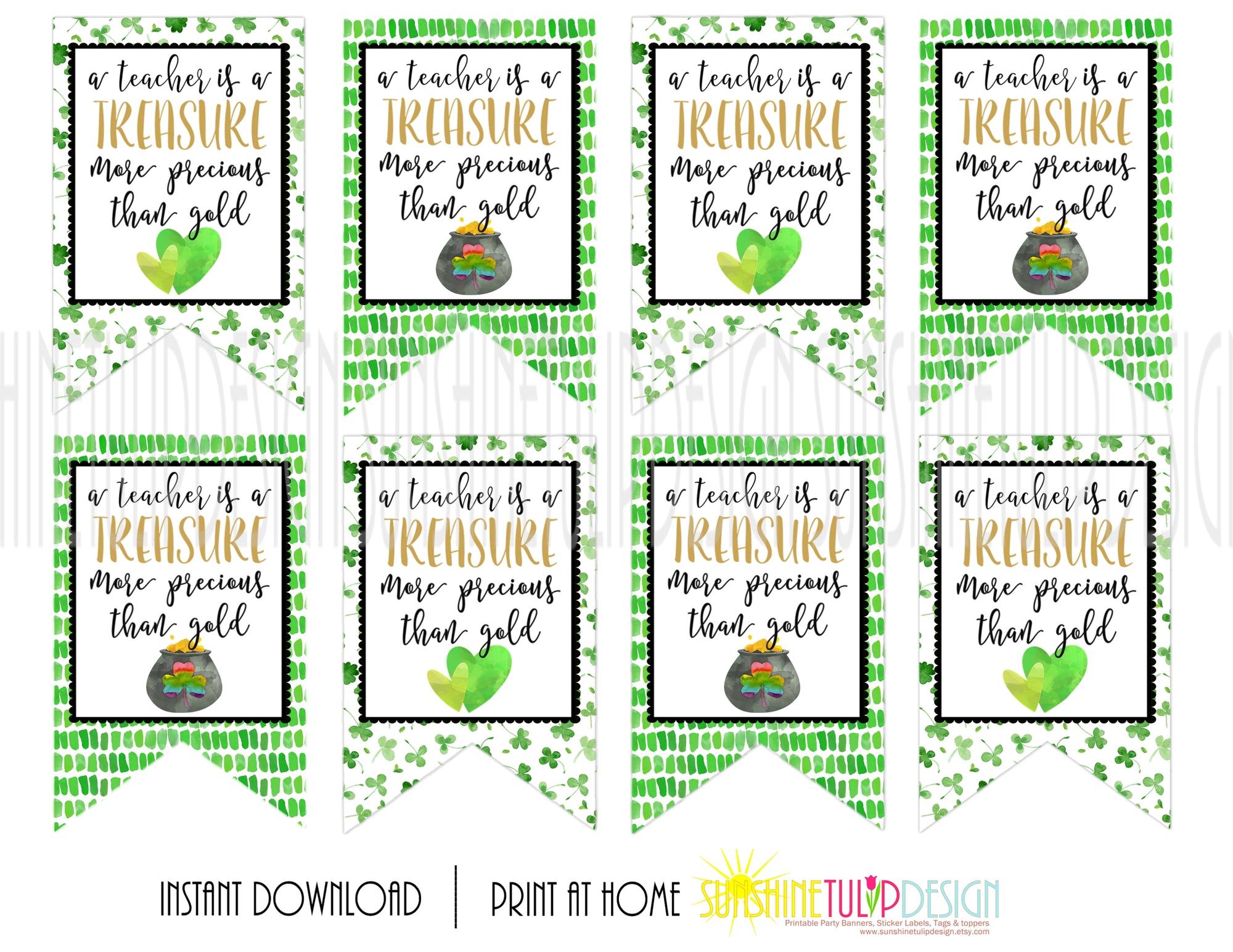 Printable St Patrick's Day Teacher Appreciation Tags, A Teacher is a T ...