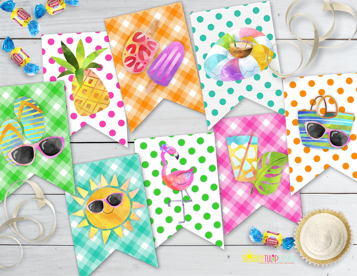 Printable Summer Banner, Pool Party Banner by SUNSHINETULIPDESIGN ...