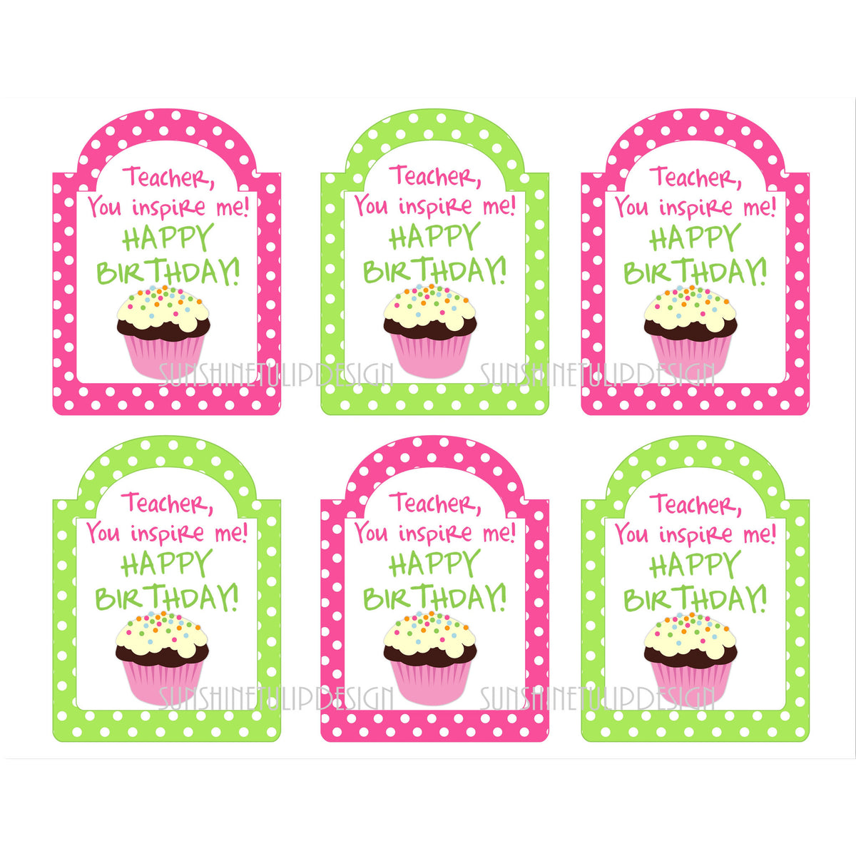 Printable Teacher Birthday Gift Tags, Happy Birthday Printable Teacher ...