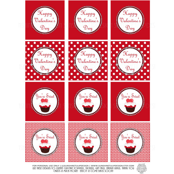 Printable Valentines Day Gift Tags, You're Sweet Valentines Day Gift T ...