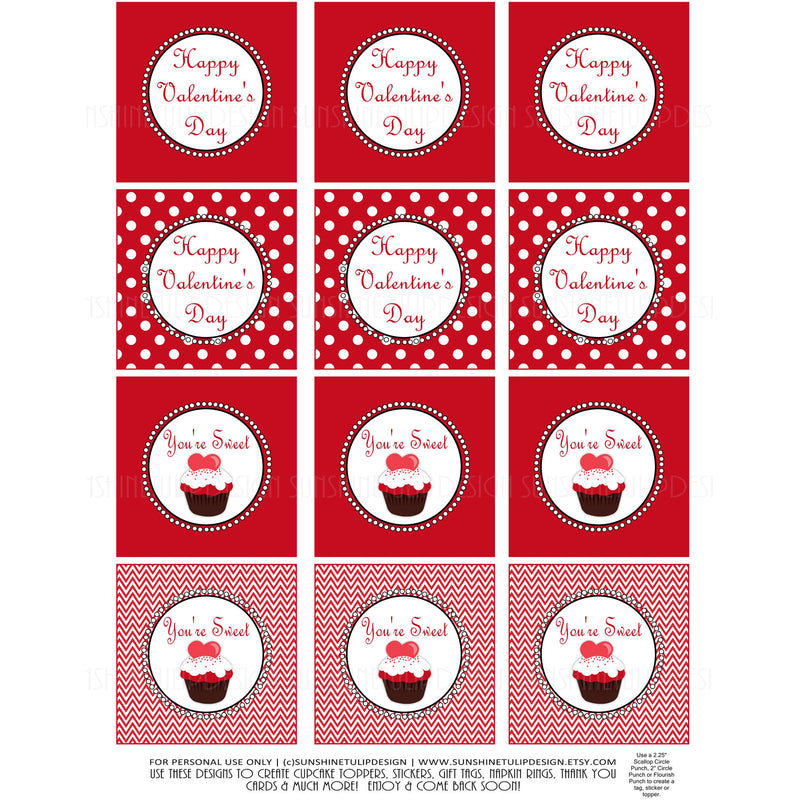 Printable Valentines Day Gift Tags, You're Sweet Valentines Day Gift T ...