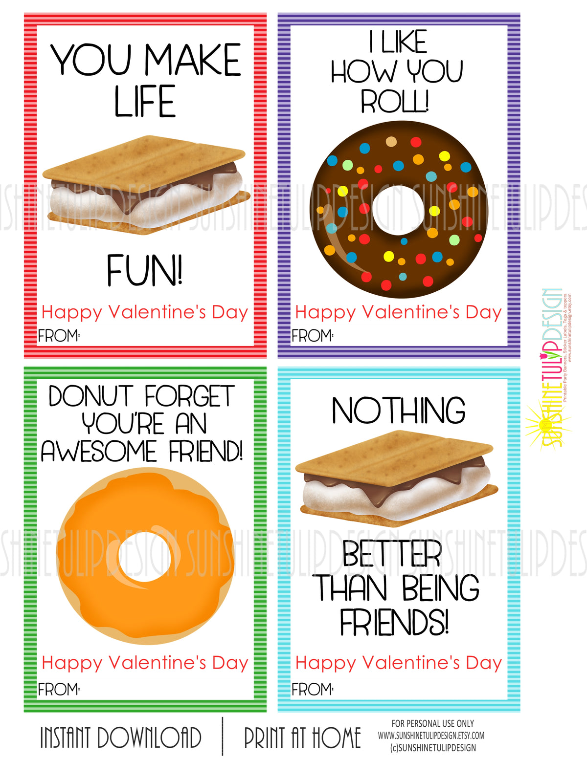 Printable Valentines Day Cards, Kid's Valentine's Cards, Instant Downl ...