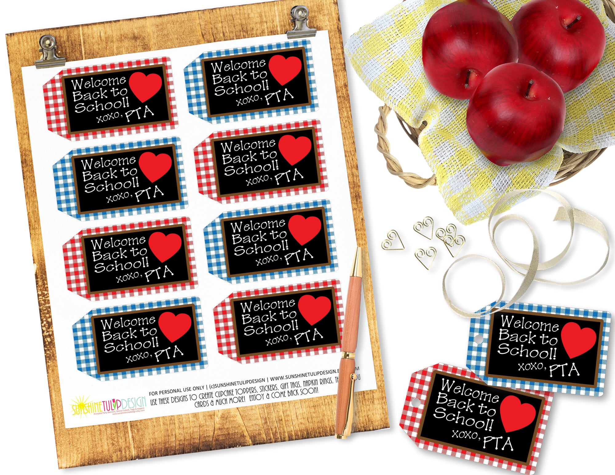 Printable Welcome Back to School Buffalo Plaid Teacher Tags, 1st Day o ...