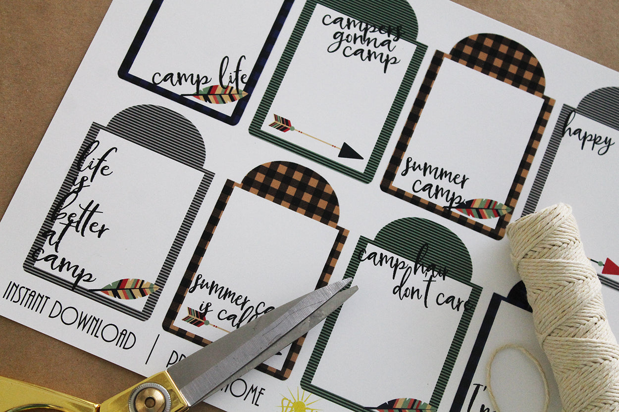 Printable Camp Care Package Gift Tags by Sunshinetulipdesign