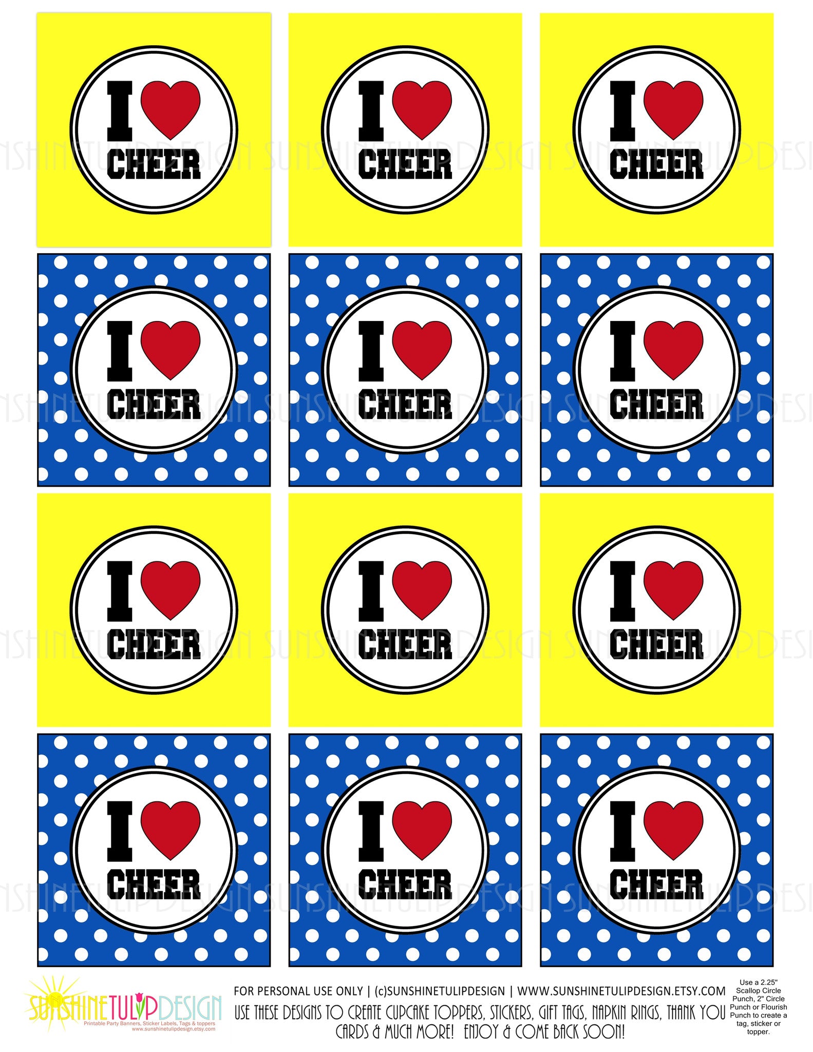 Printable Cheer Cupcake Toppers, Sticker Labels & Gift Tags ...