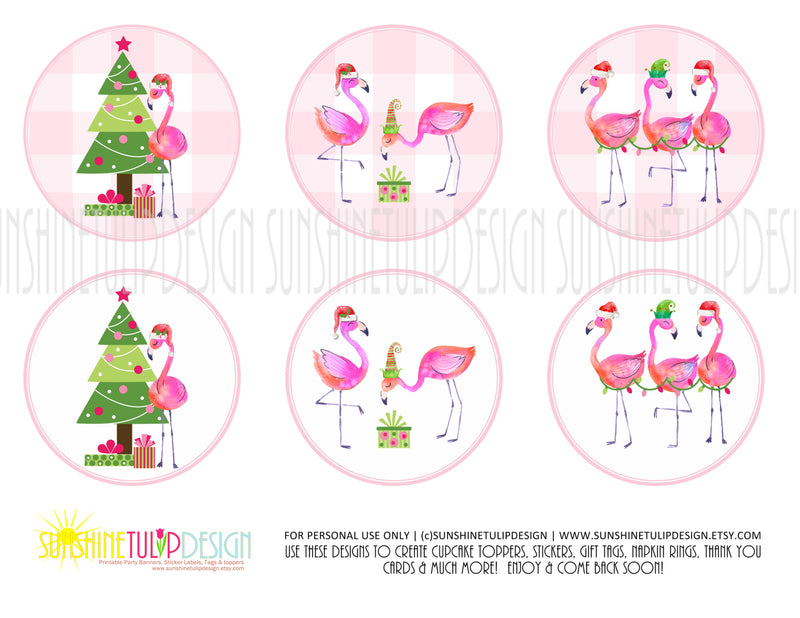 Printable Pink Flamingo Christmas Collection Package, Printable Fa La ...