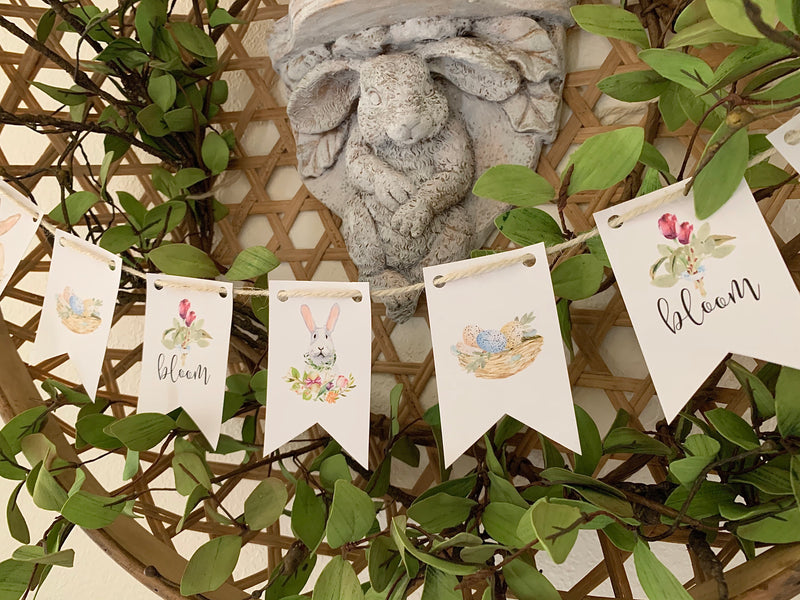 Printable Bunny and Floral Gift Tags, Spring Bunny Mini Banner, Easter ...
