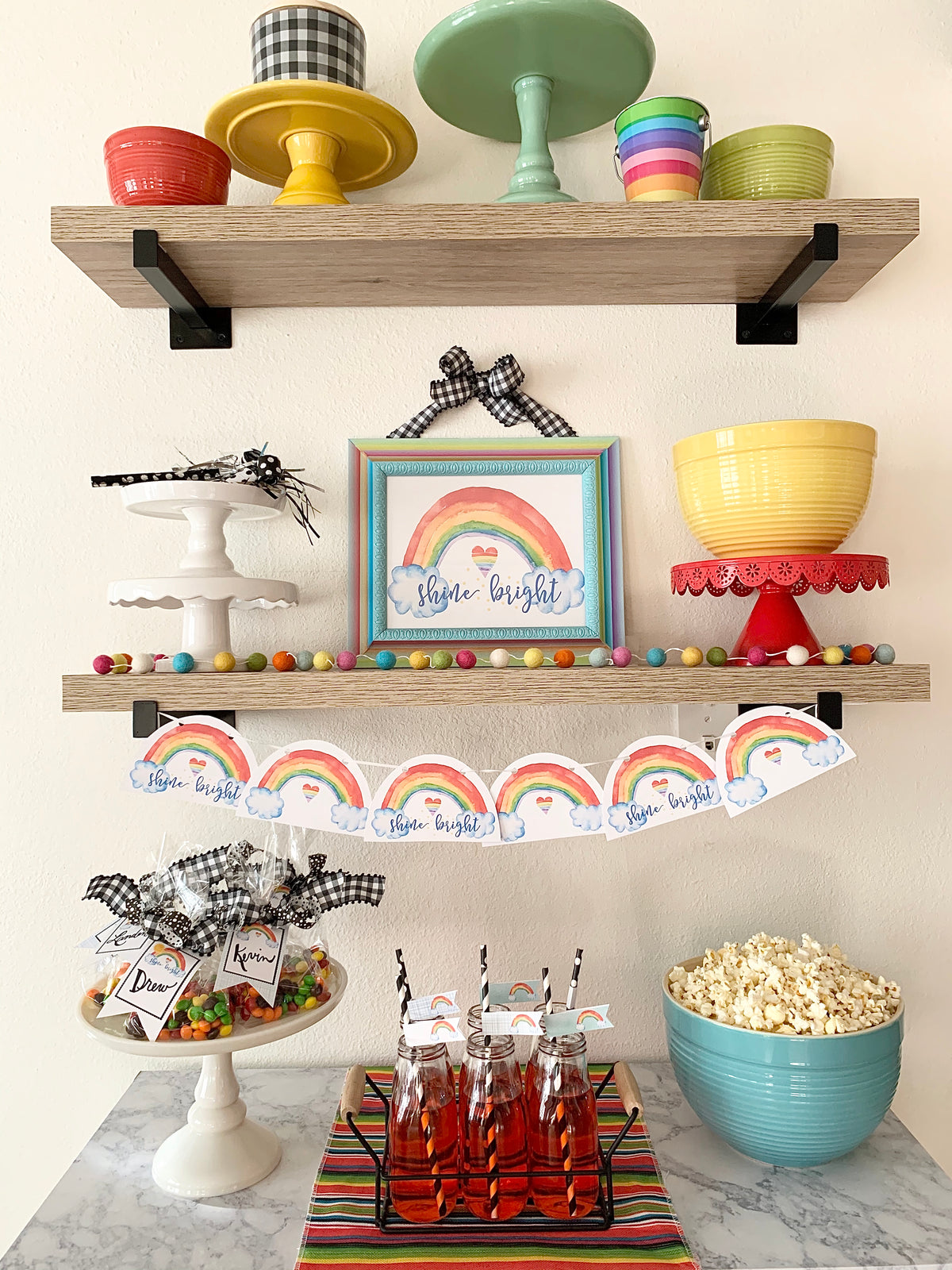 Printable Rainbow Party Package, Printable Rainbow Party Decorations ...