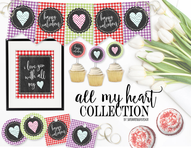 Printable Valentines Party Collection Decor, Printable Valentine's Day ...
