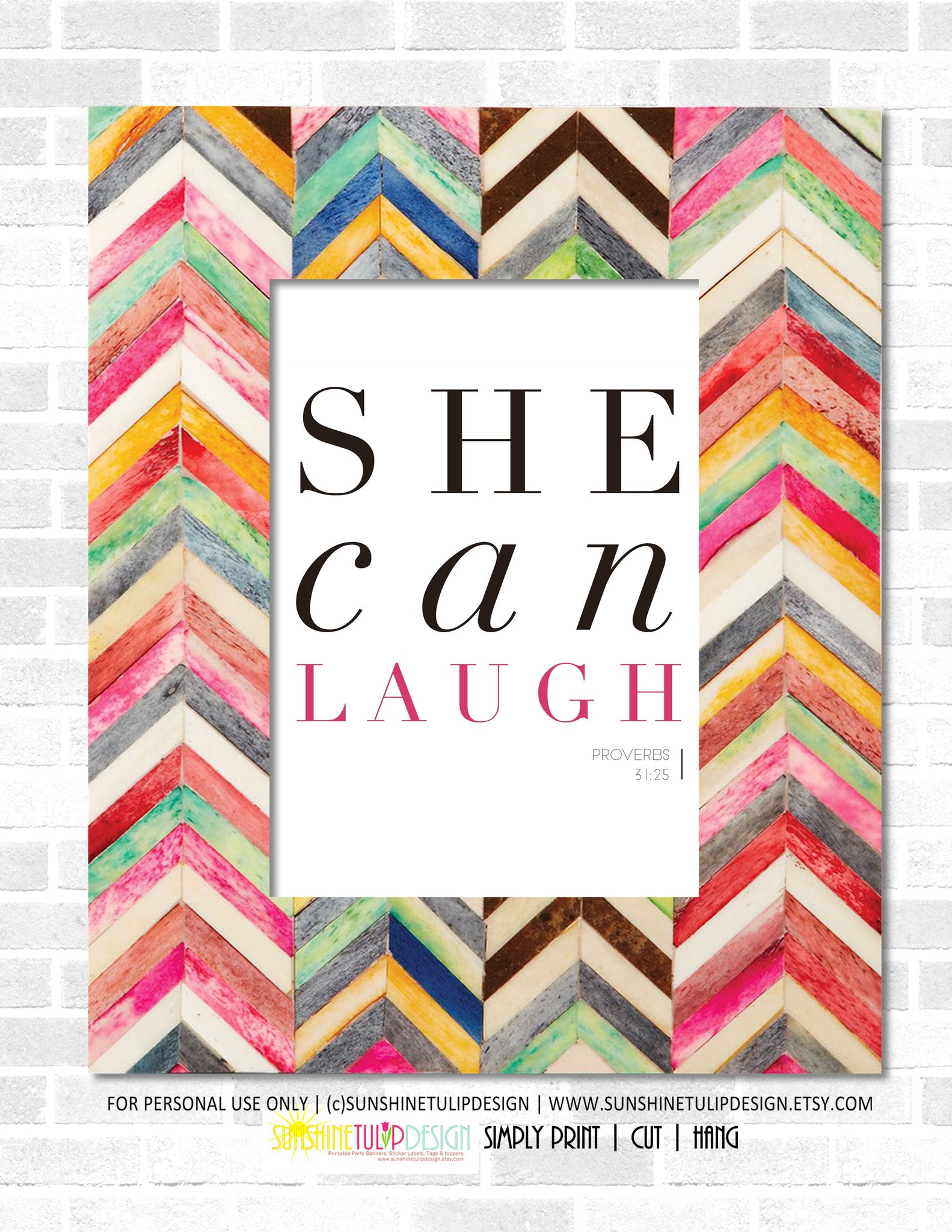 Printable She Can Laugh Wall Art, Proverbs 31, Scripture Wall Art, Pla ...
